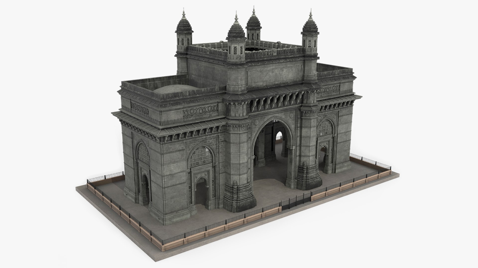 3D Colonial-Style Heritage Archway Building Dark - TurboSquid 2448563