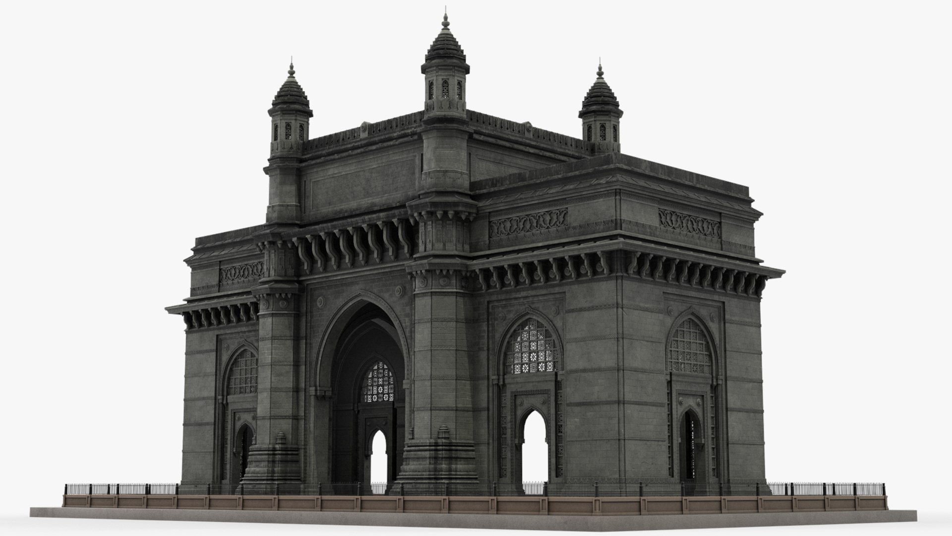 3D Colonial-Style Heritage Archway Building Dark - TurboSquid 2448563