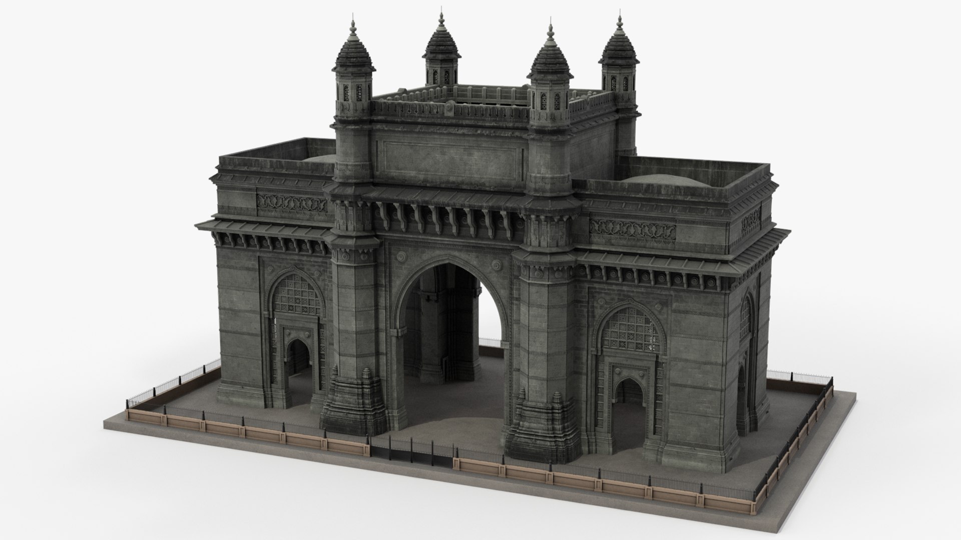 3D Colonial-Style Heritage Archway Building Dark - TurboSquid 2448563