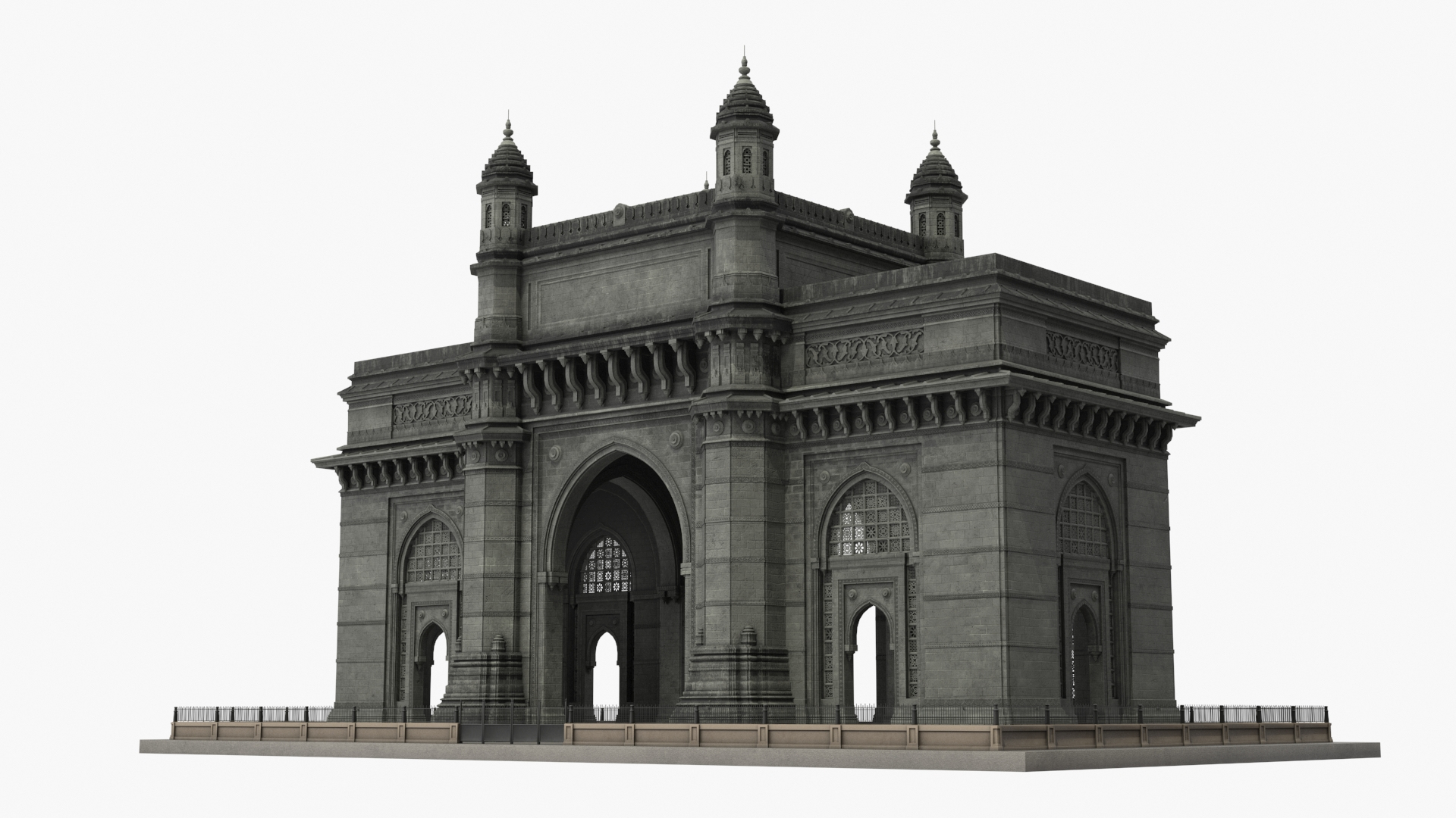 3D Colonial-Style Heritage Archway Building Dark - TurboSquid 2448563