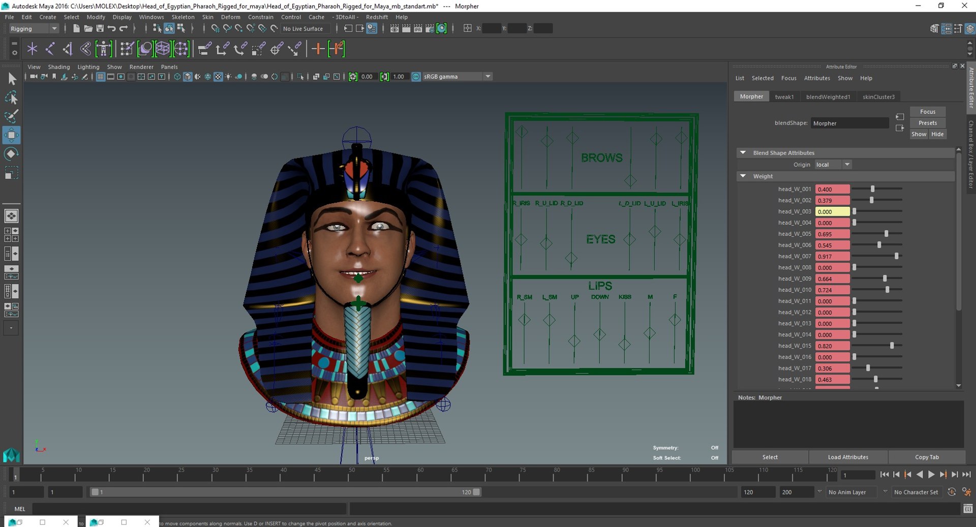Head Of Egyptian Pharaoh Rigged For Maya Model - TurboSquid 2095589