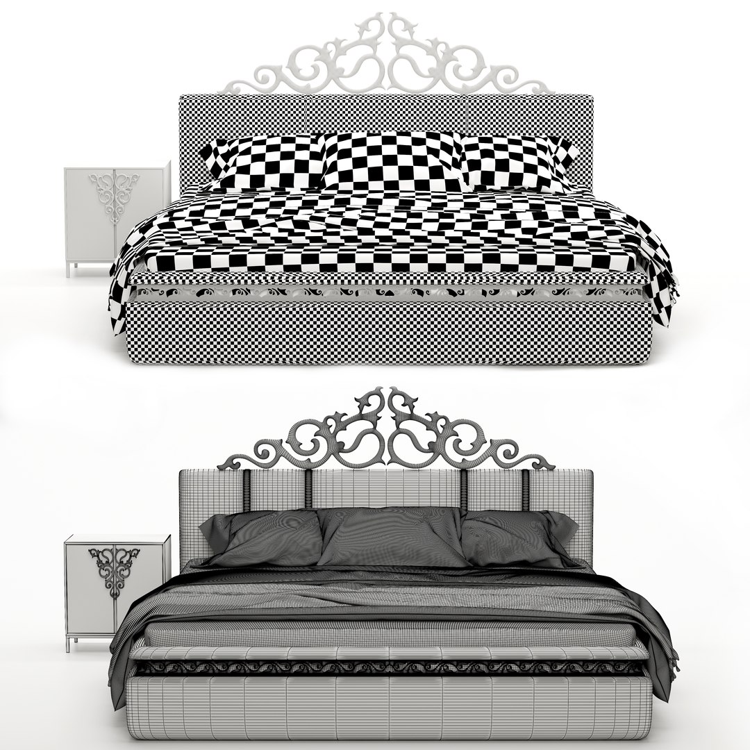 3D Classic style bed model - TurboSquid 1749587