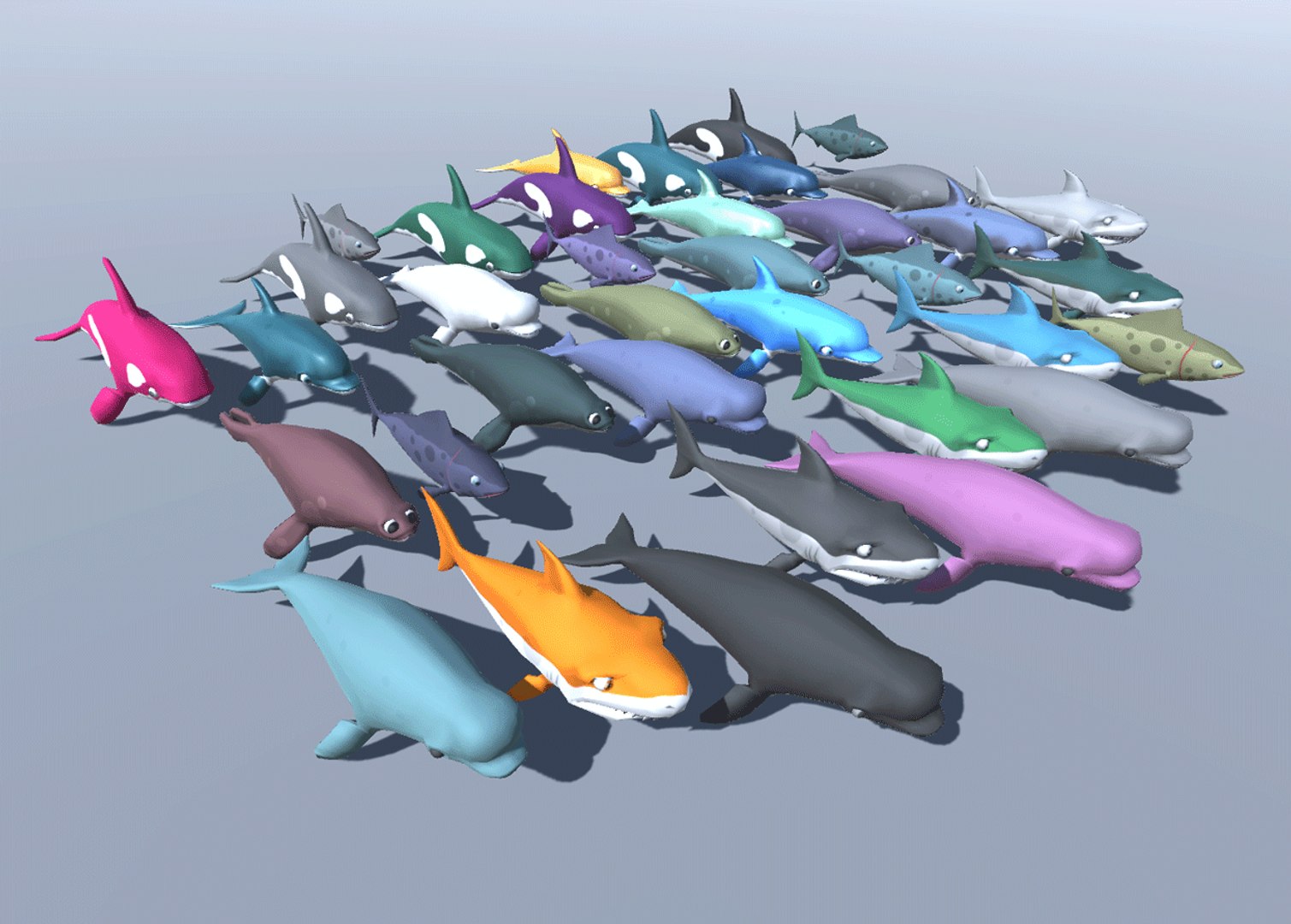 Sea Animals Shark Dolphin 3D Model - TurboSquid 1436076
