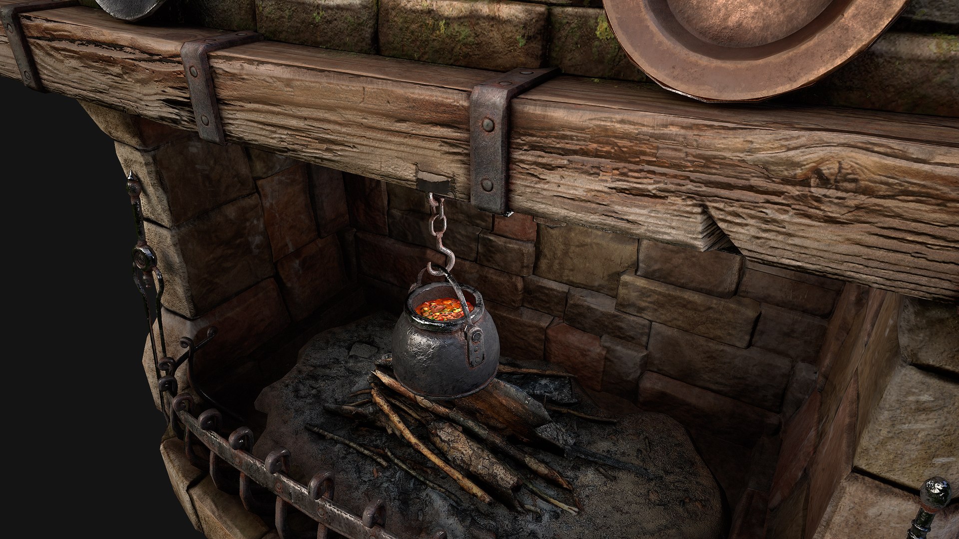 3D Medieval Fireplace Chimney Model - TurboSquid 2129269