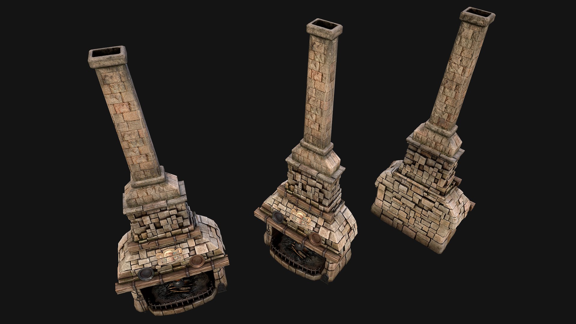 3D Medieval Fireplace Chimney Model - TurboSquid 2129269
