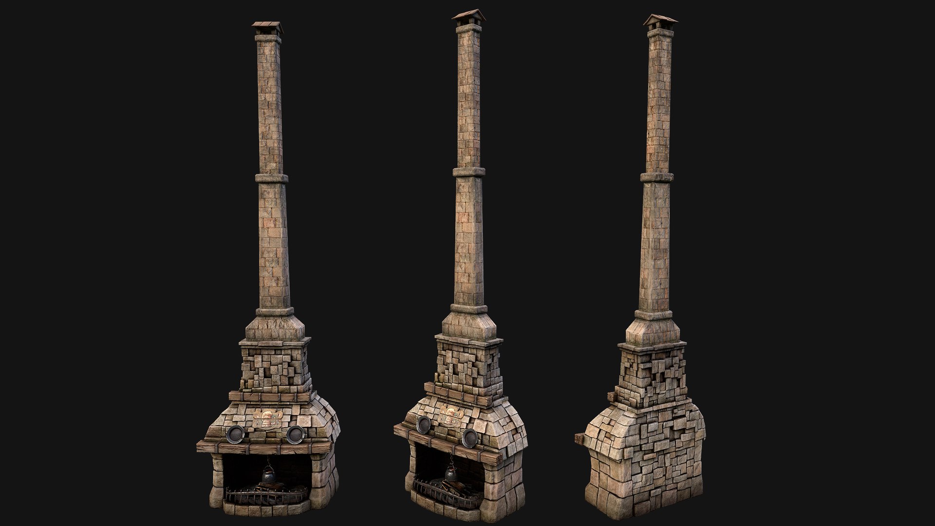 3D Medieval Fireplace Chimney model - TurboSquid 2129269