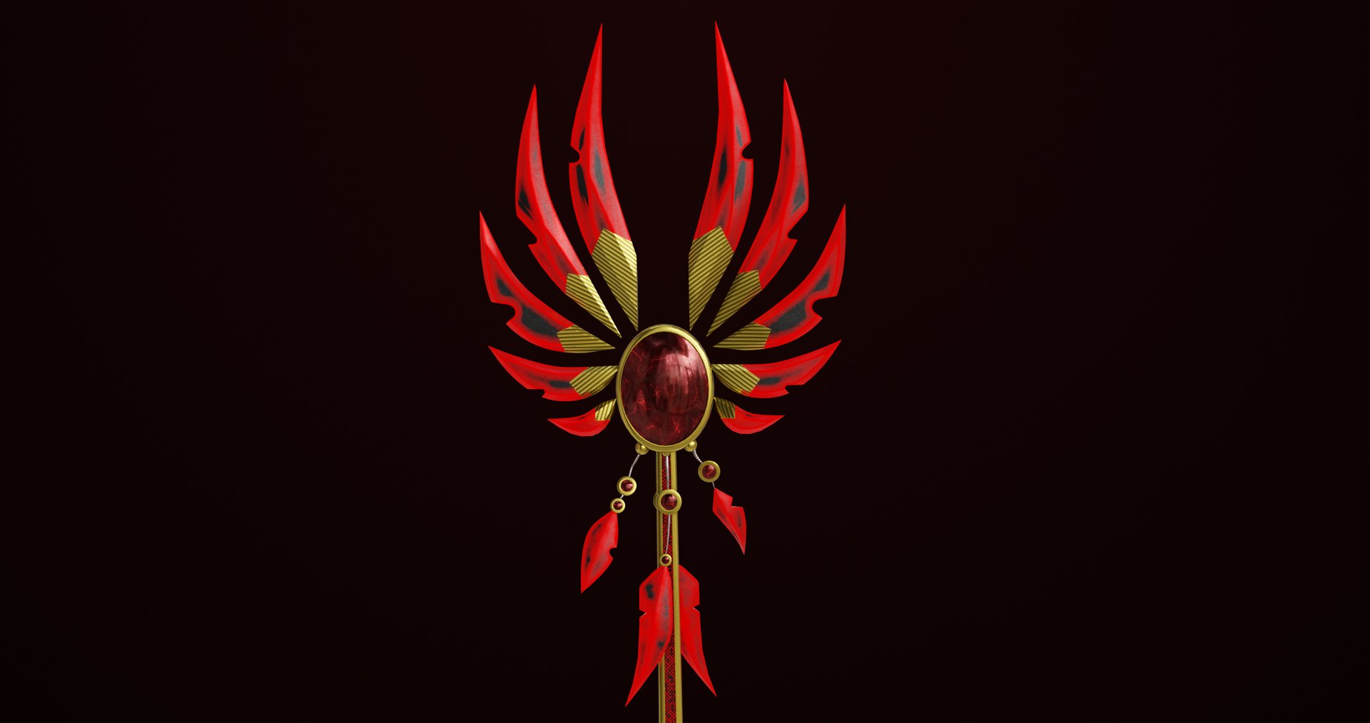 3D Red Fantasy Trident 08 All PBR Unity UE Textures Model - TurboSquid ...