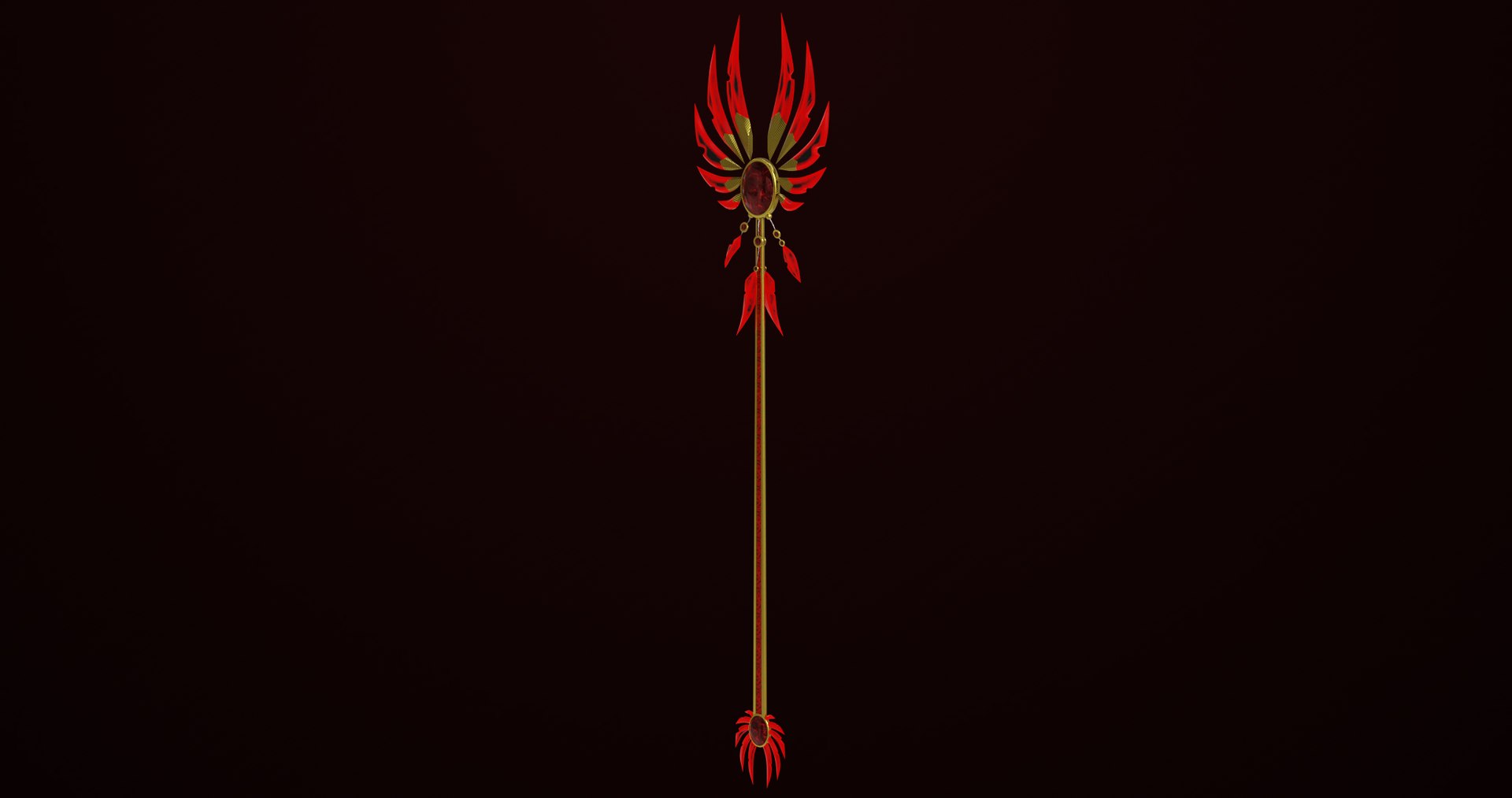 3D Red Fantasy Trident 08 All PBR Unity UE Textures Model - TurboSquid ...