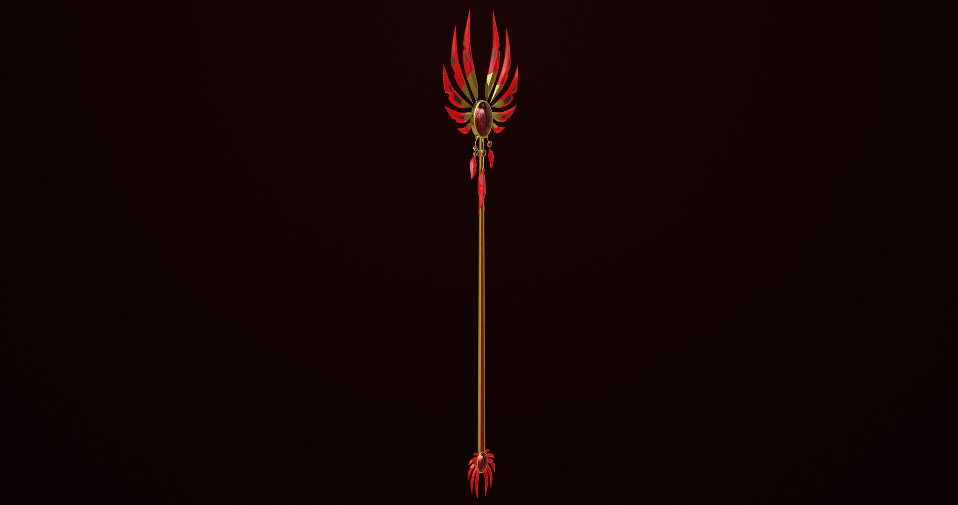 3D Red Fantasy Trident 08 All PBR Unity UE Textures Model - TurboSquid ...