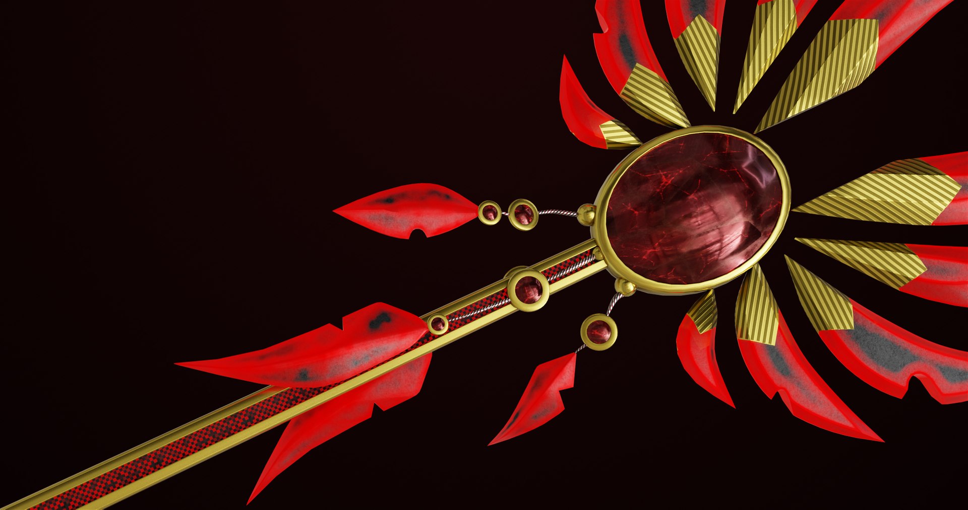 3D Red Fantasy Trident 08 All PBR Unity UE Textures model - TurboSquid ...