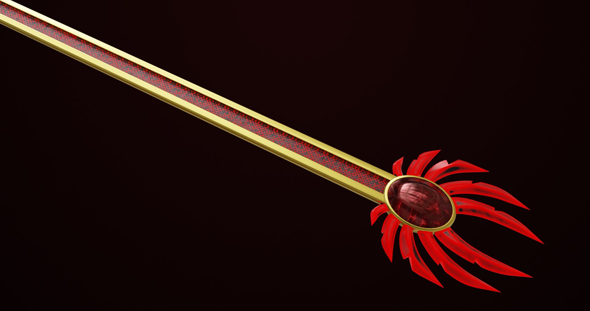 3D Red Fantasy Trident 08 All PBR Unity UE Textures Model - TurboSquid ...