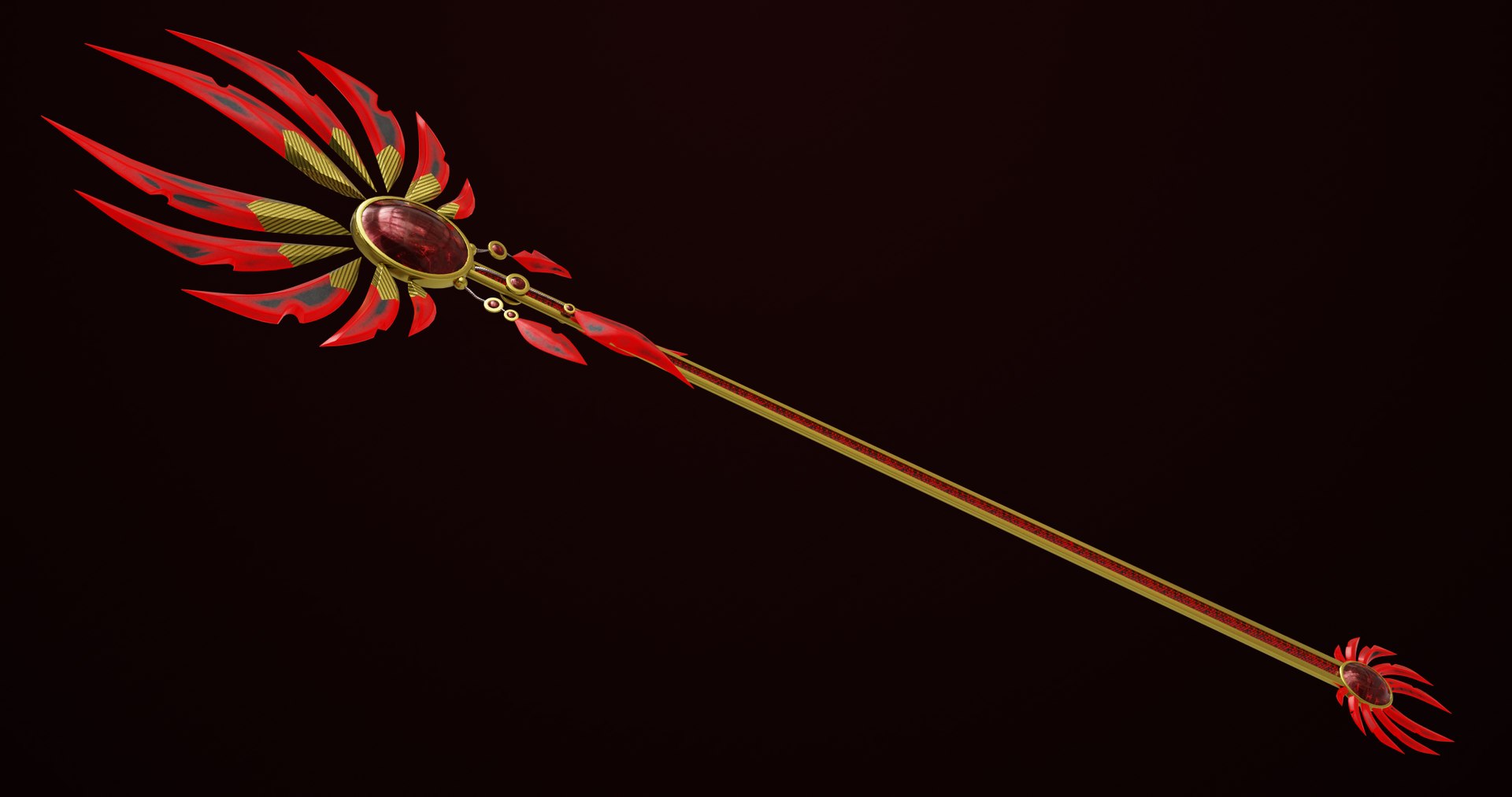3D Red Fantasy Trident 08 All PBR Unity UE Textures Model - TurboSquid ...