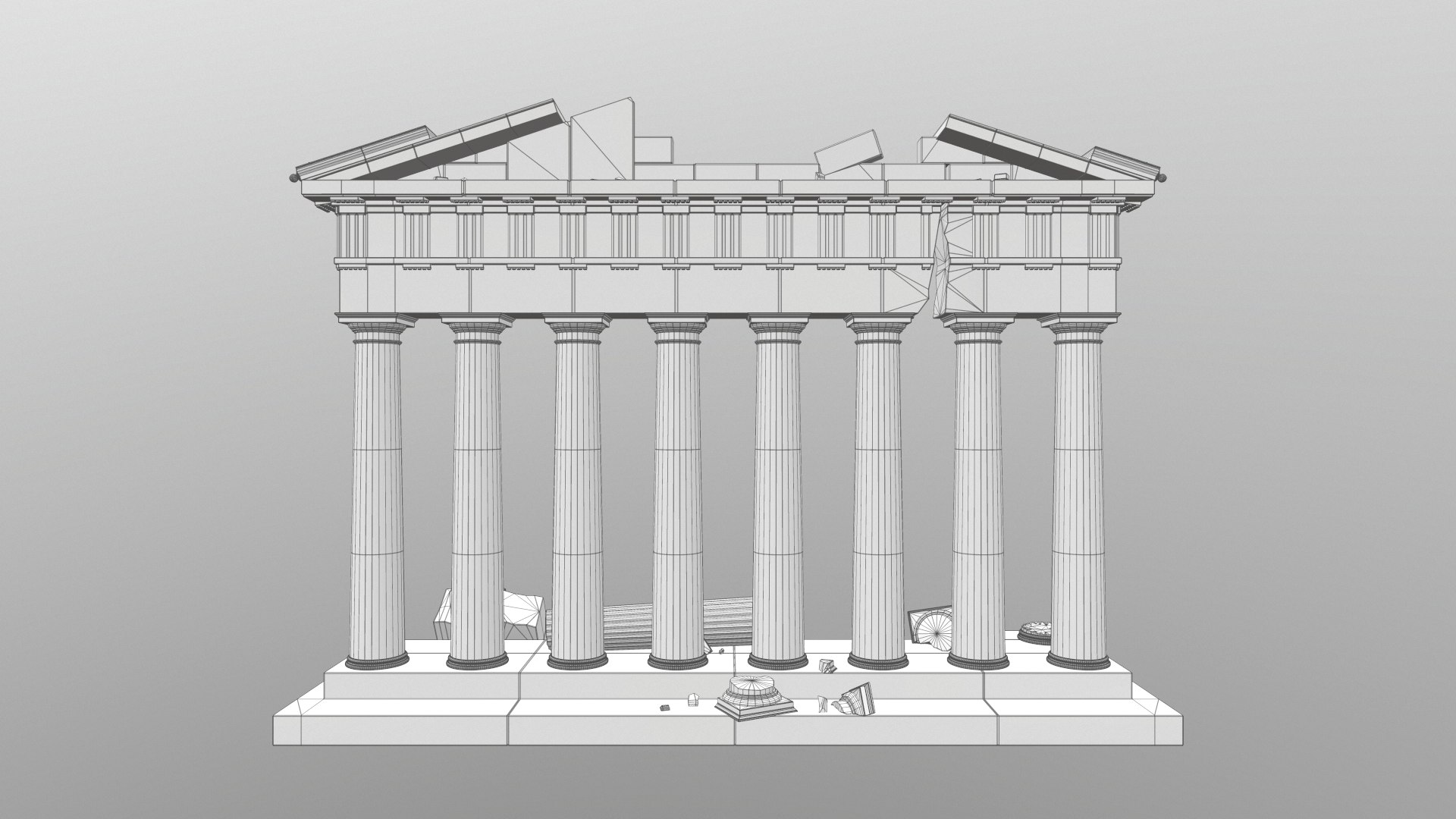 3D Doric Temple Face Model - TurboSquid 1649444