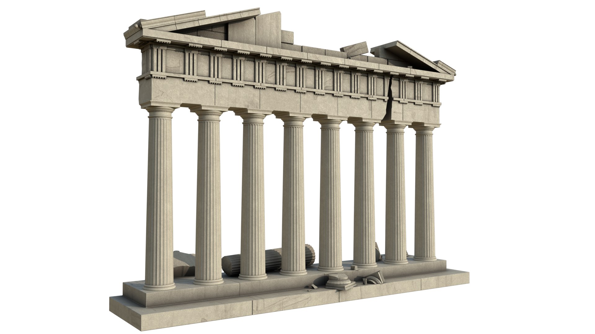 3D Doric Temple Face Model - TurboSquid 1649444