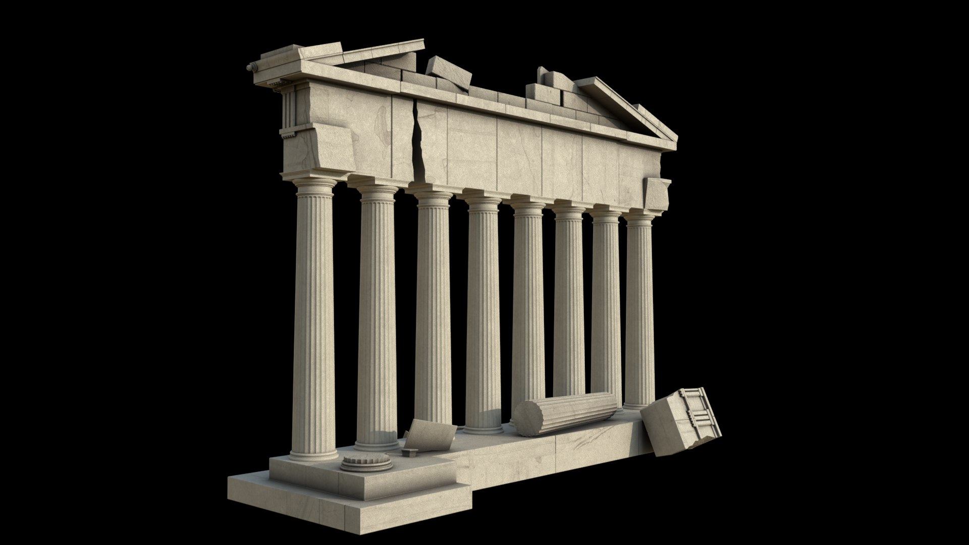 3D Doric Temple Face Model - TurboSquid 1649444