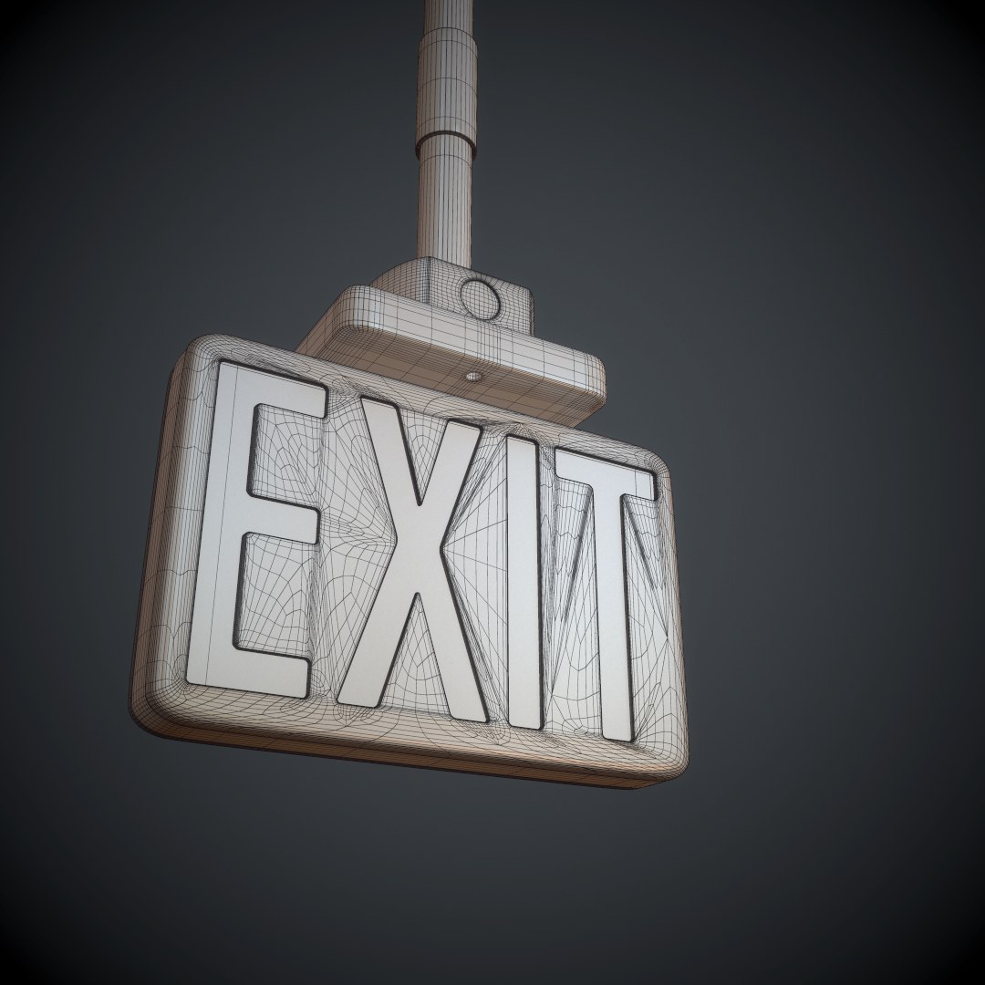 3d Max Hanging Exit Sign