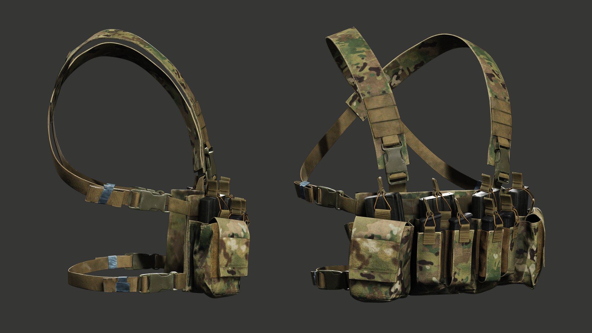 3D Multicam Tactical Chest Rig - Game Ready 3D Model - TurboSquid 2419615