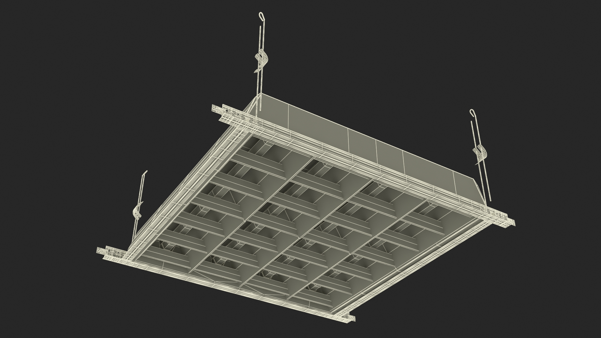 3D LED Grid Ceiling Light OFF - TurboSquid 1991123