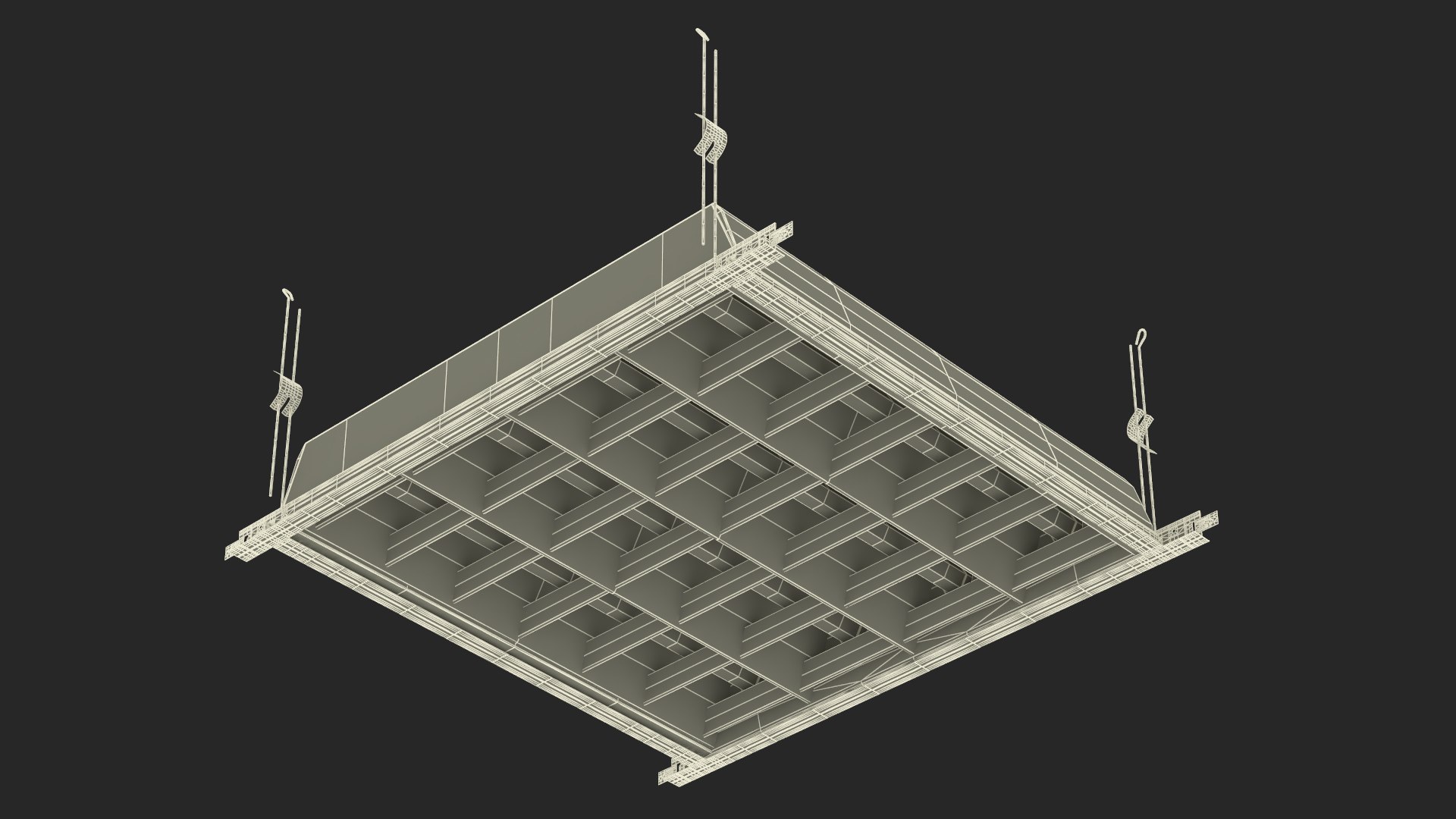 3D LED Grid Ceiling Light OFF - TurboSquid 1991123