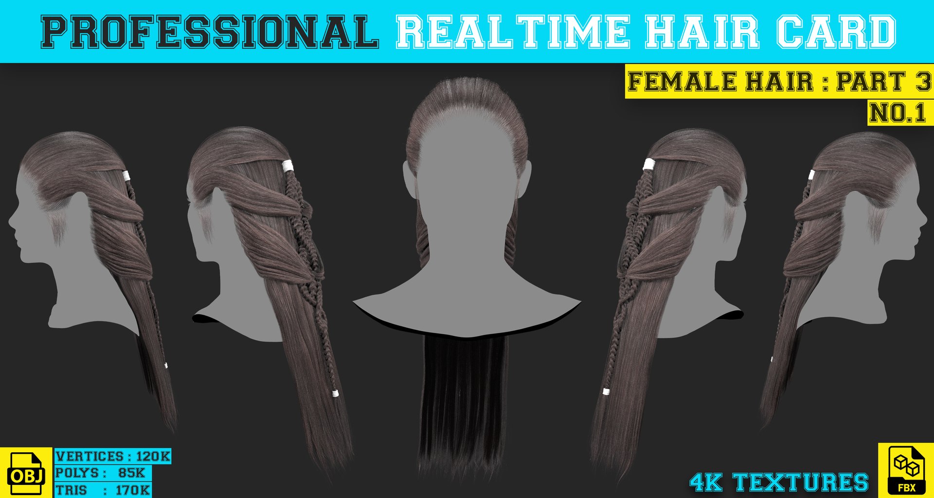 Professional Realtime Haircard - Female Hair Part 3 - No13D模型 ...