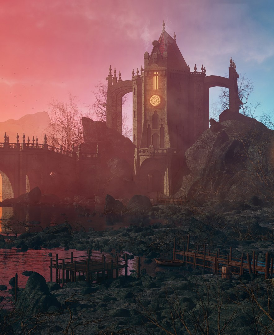 3D Fantasy Sunset Castle V7 - TurboSquid 1884423
