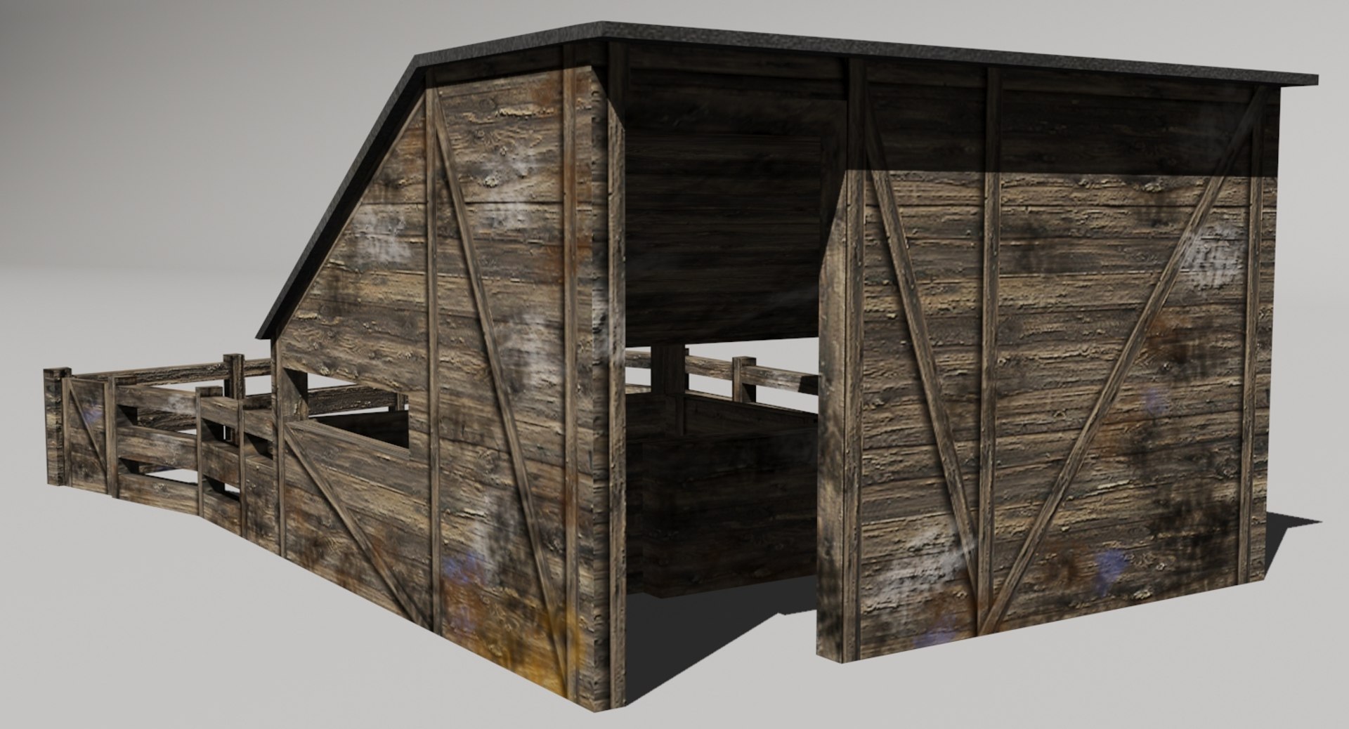 3D Low-poly Old Pigsty - TurboSquid 1192853