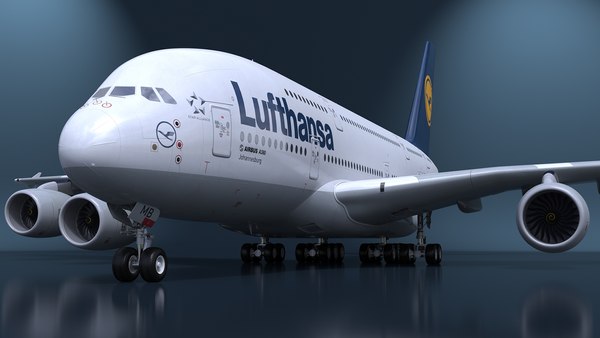 modelo 3d Airbus A380 de Lufthansa, manipulado - TurboSquid 2374944