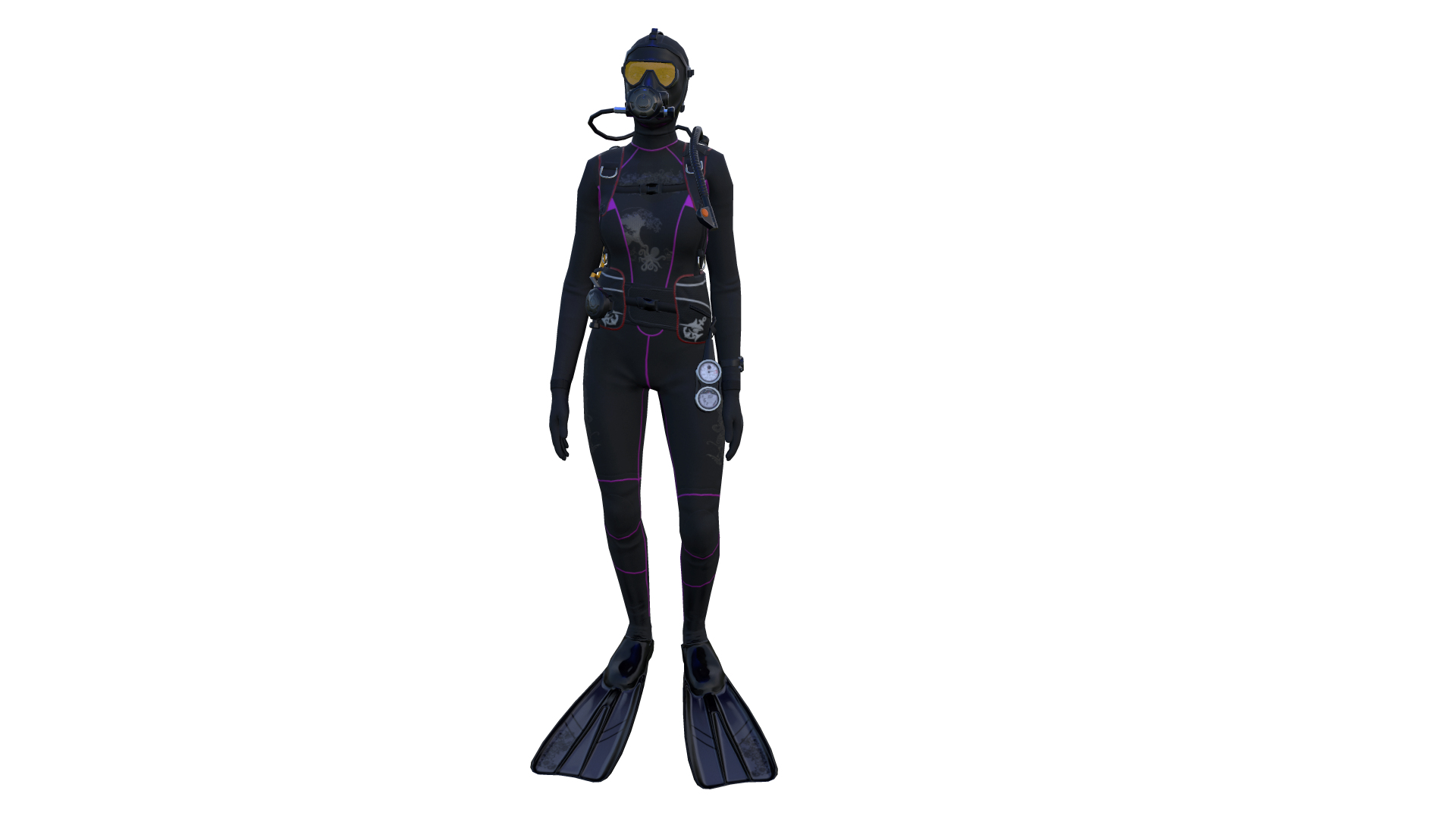 Scuba Diver Female Rigged 3D Model - TurboSquid 1913371