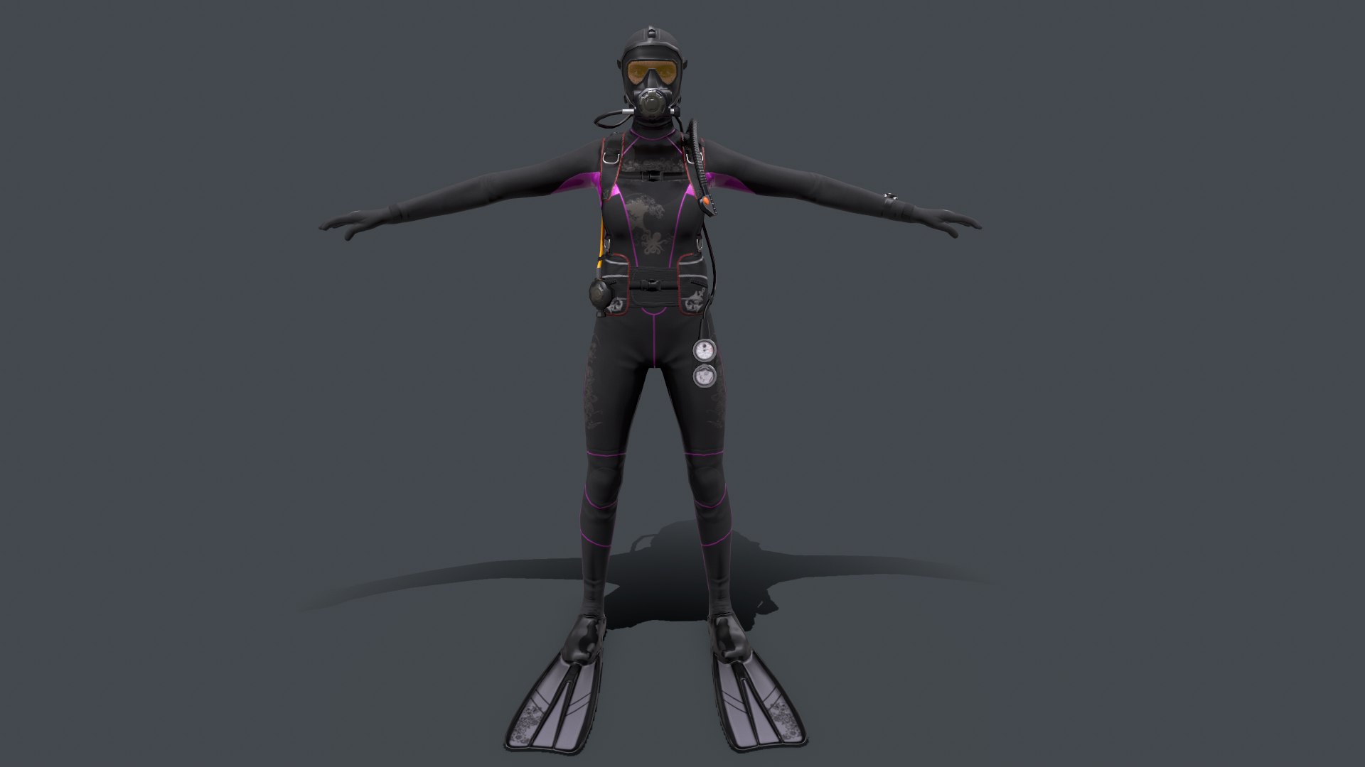 Scuba Diver Female Rigged 3D Model - TurboSquid 1913371