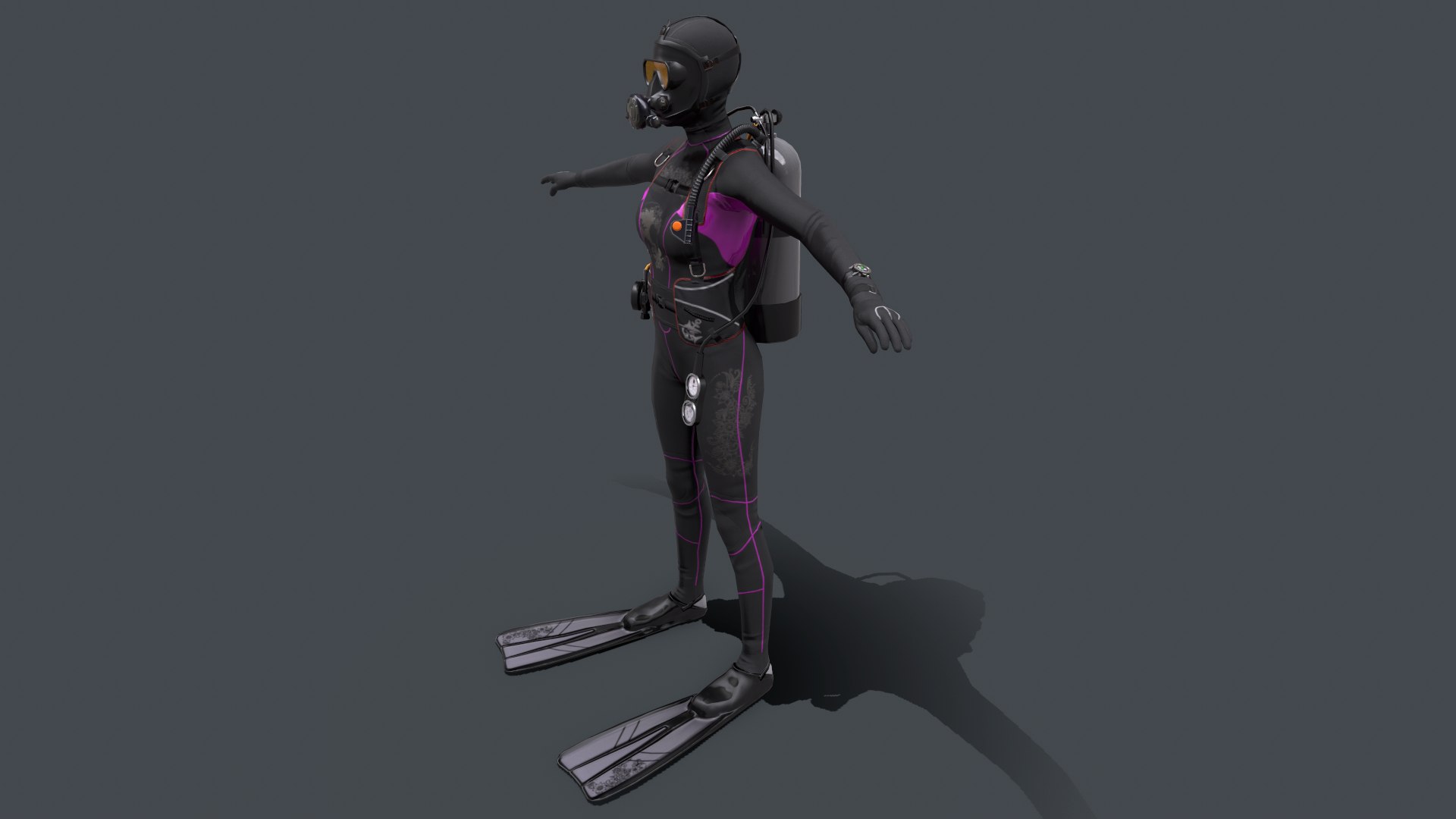 Scuba Diver Female Rigged 3D Model - TurboSquid 1913371