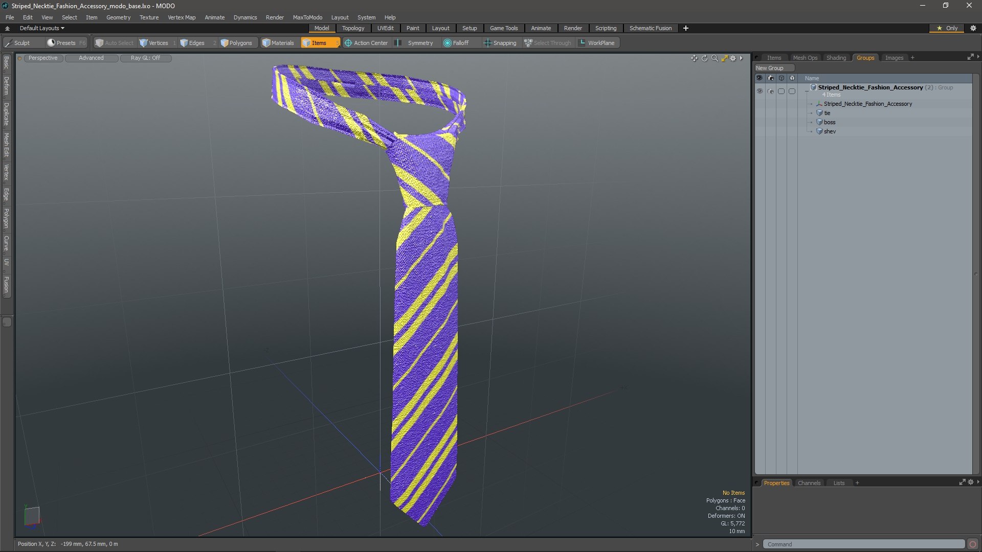 3D Striped Necktie Fashion Accessory Model - TurboSquid 2199219