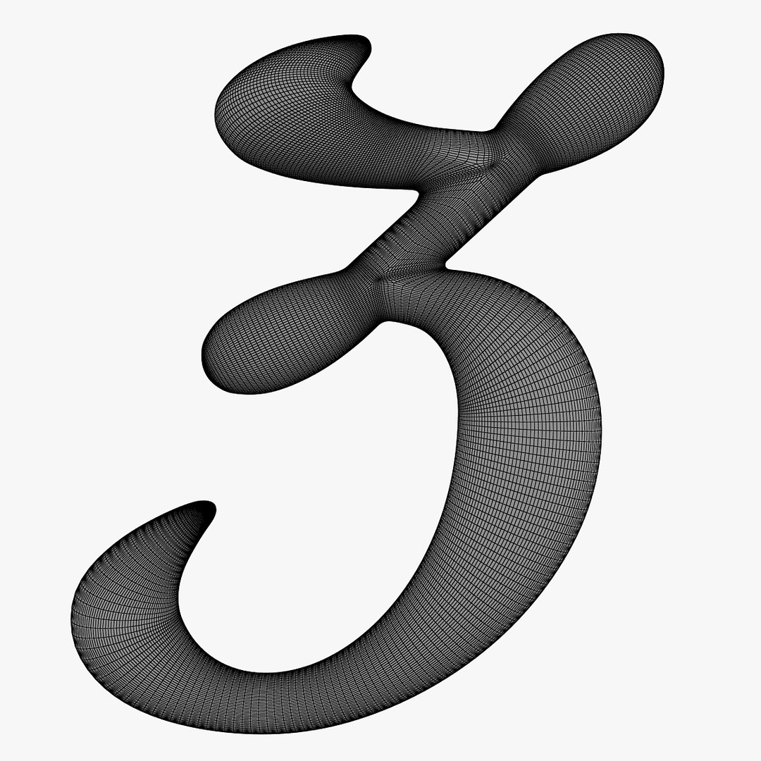 Calligraphic Digit 3 Number 3D Model - TurboSquid 1389329