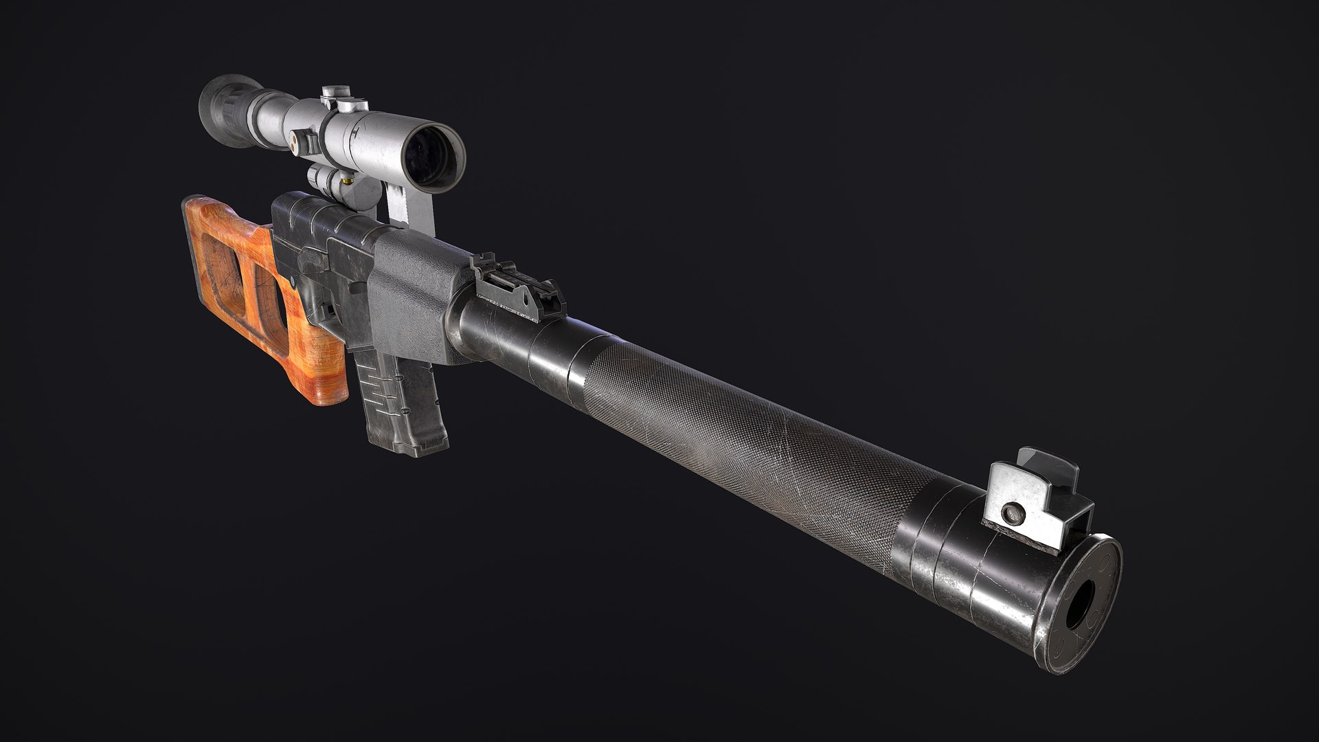 Russian USSR Sniper Rifle VSS Vintorez Low-poly 3D Model Model ...