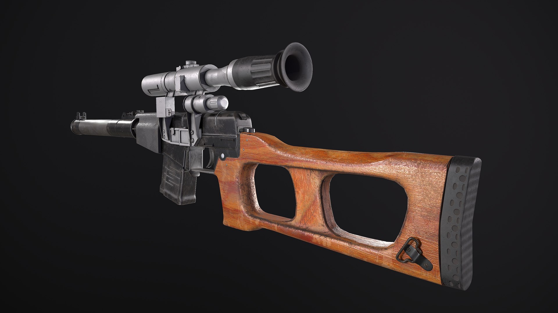 Russian USSR Sniper Rifle VSS Vintorez Low-poly 3D Model Model ...