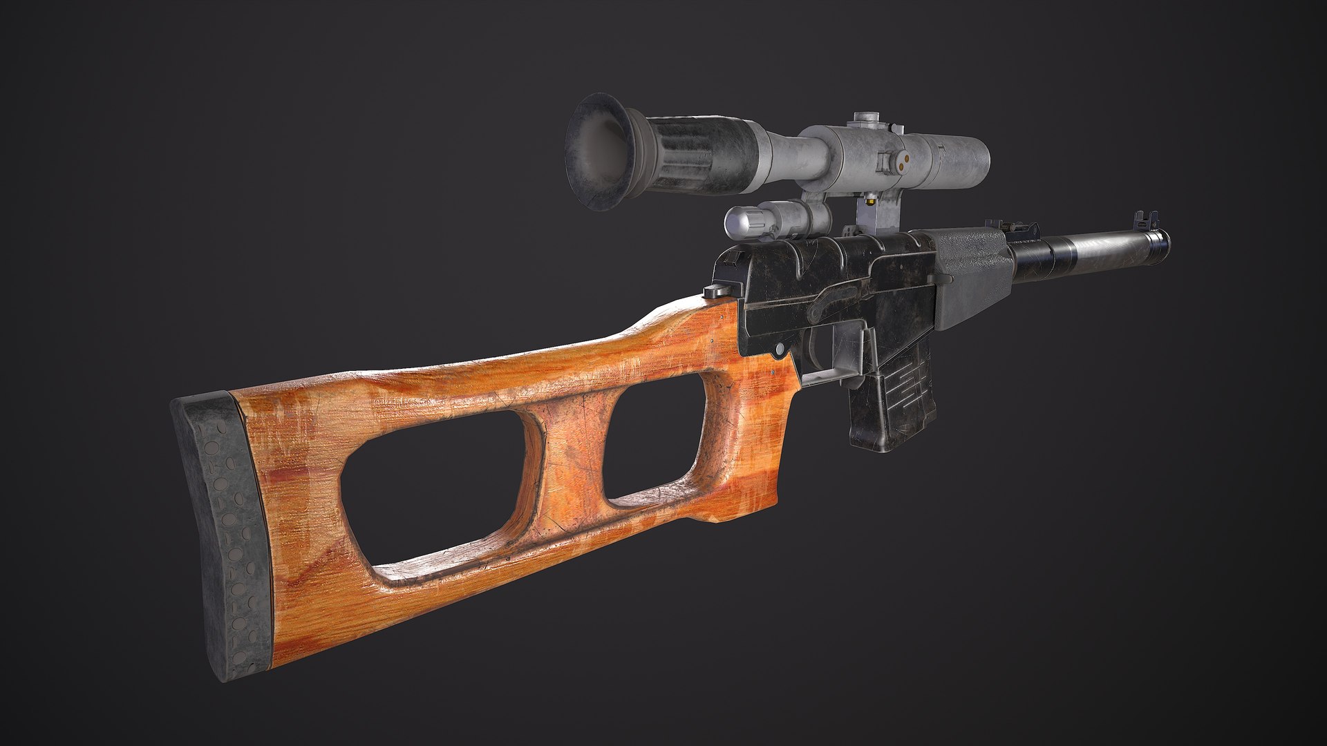 Russian USSR Sniper Rifle VSS Vintorez Low-poly 3D Model Model ...