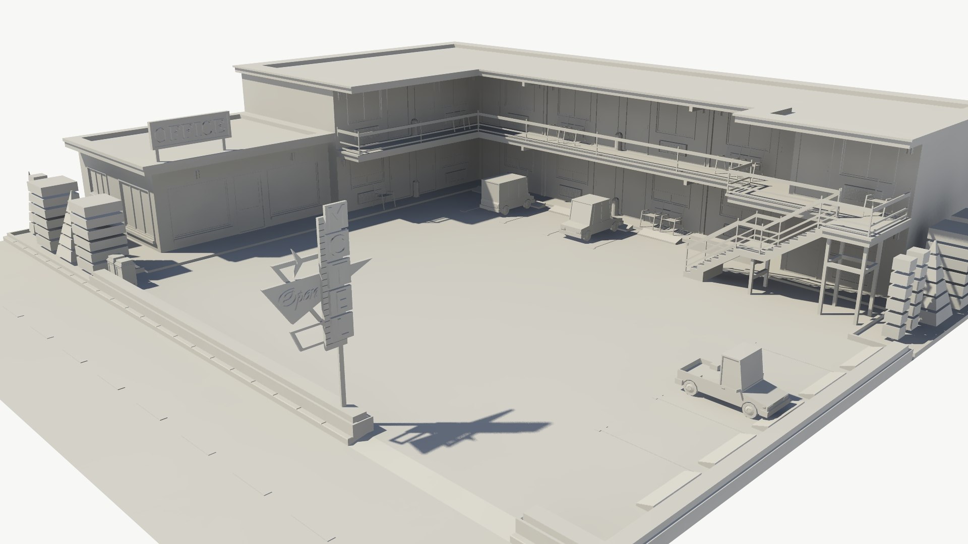 Building Motel Hotel 3D - TurboSquid 1408404