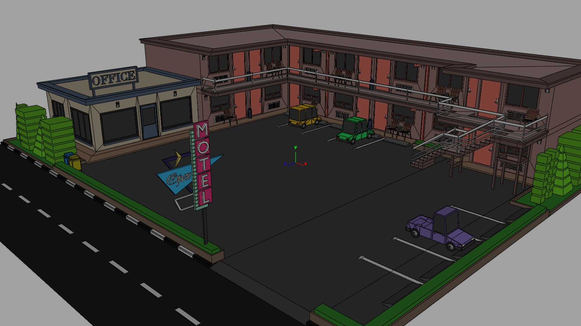 Building Motel Hotel 3D - TurboSquid 1408404