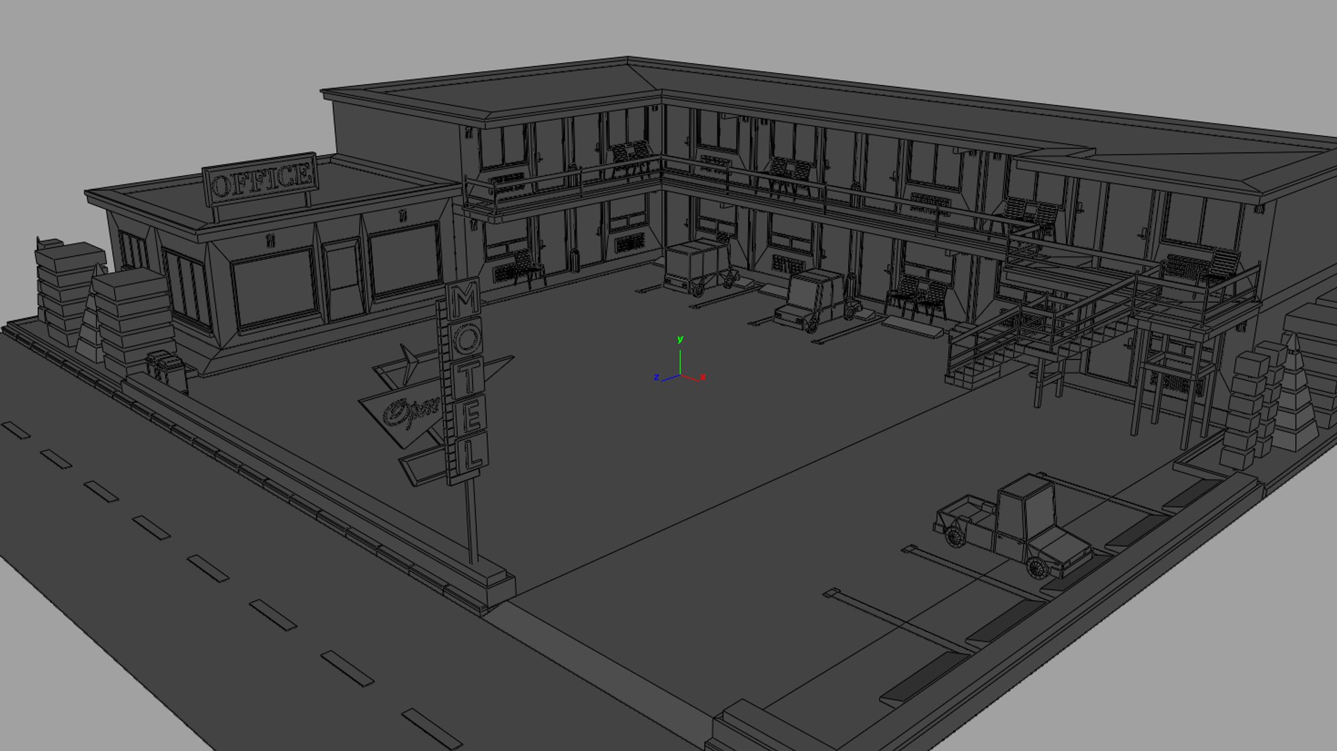 Building Motel Hotel 3D - TurboSquid 1408404