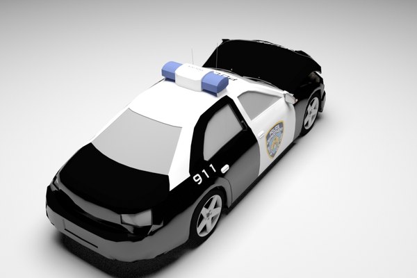 police car destroyed 3d model