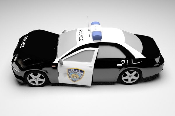 police car destroyed 3d model