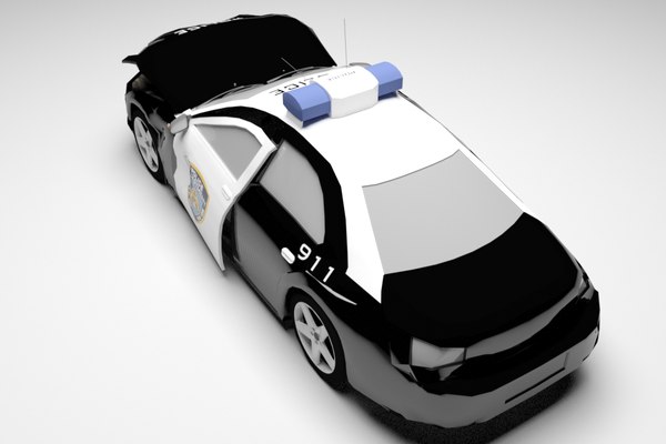 police car destroyed 3d model