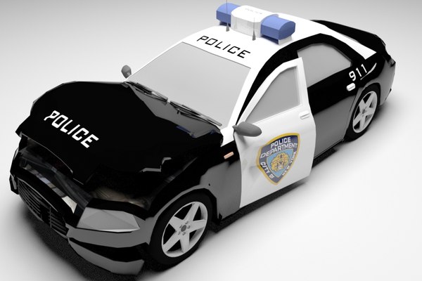 police car destroyed 3d model