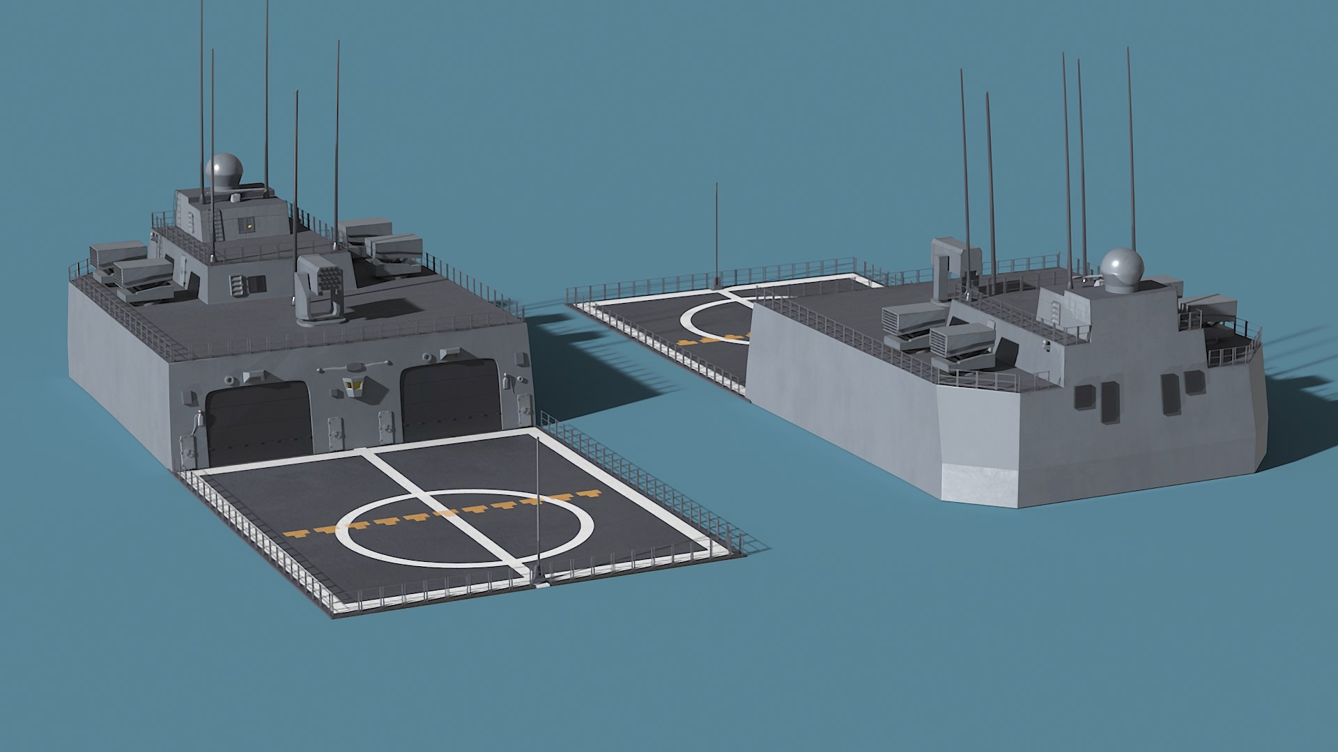 3D Naval Ship Deck With Helipad - TurboSquid 2384814