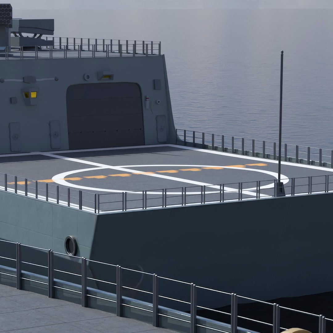 3D Naval Ship Deck With Helipad - TurboSquid 2384814