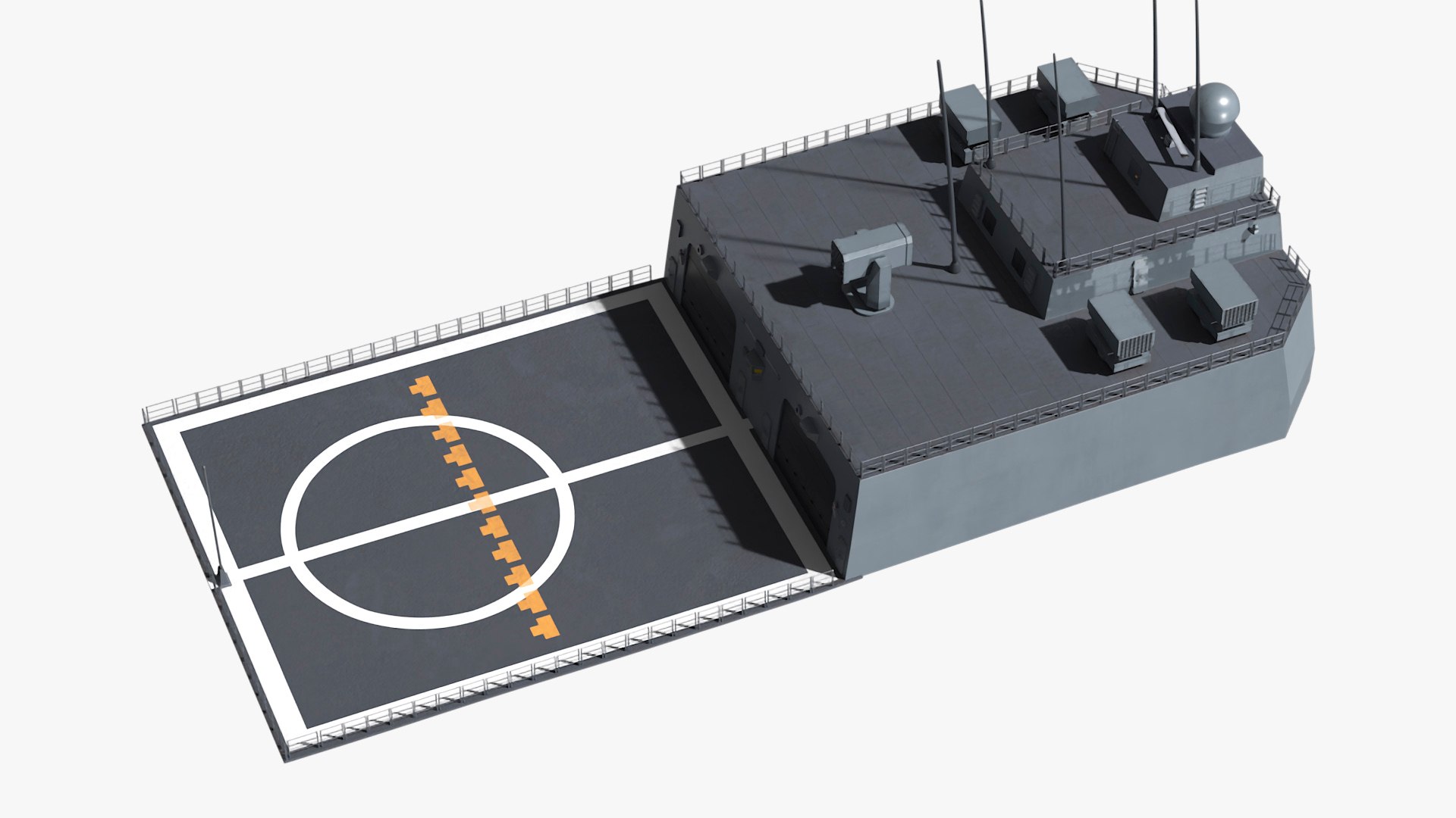 3D Naval Ship Deck With Helipad - TurboSquid 2384814