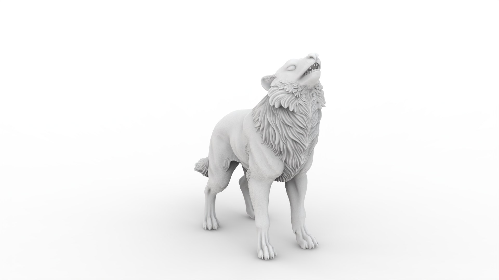 3D Model Wolf Howling 3D Sculpture Model - TurboSquid 2433132
