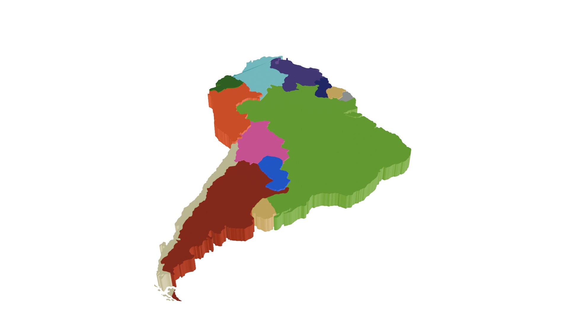3D Map Of South America Model - TurboSquid 2185538