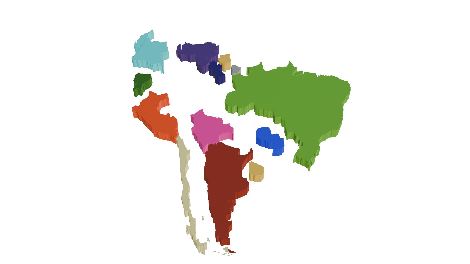 3D Map Of South America Model - TurboSquid 2185538