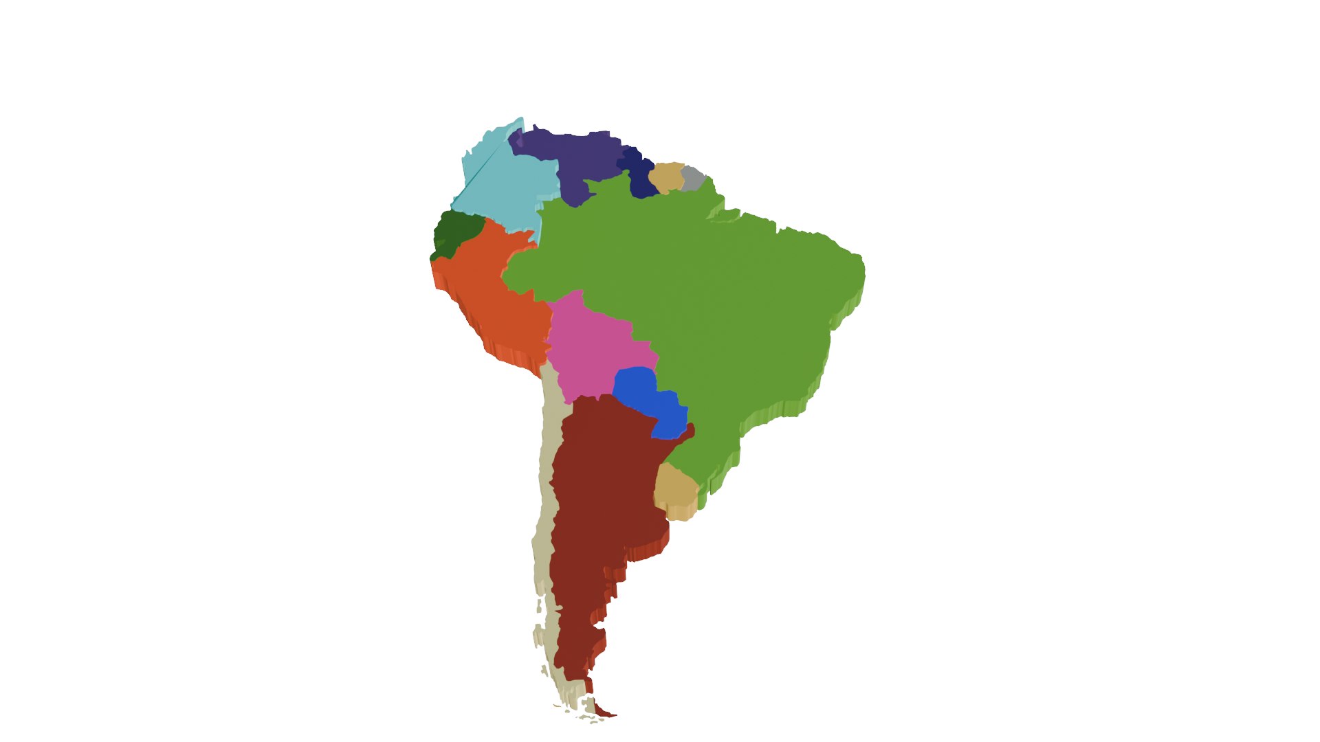3D Map Of South America Model - TurboSquid 2185538