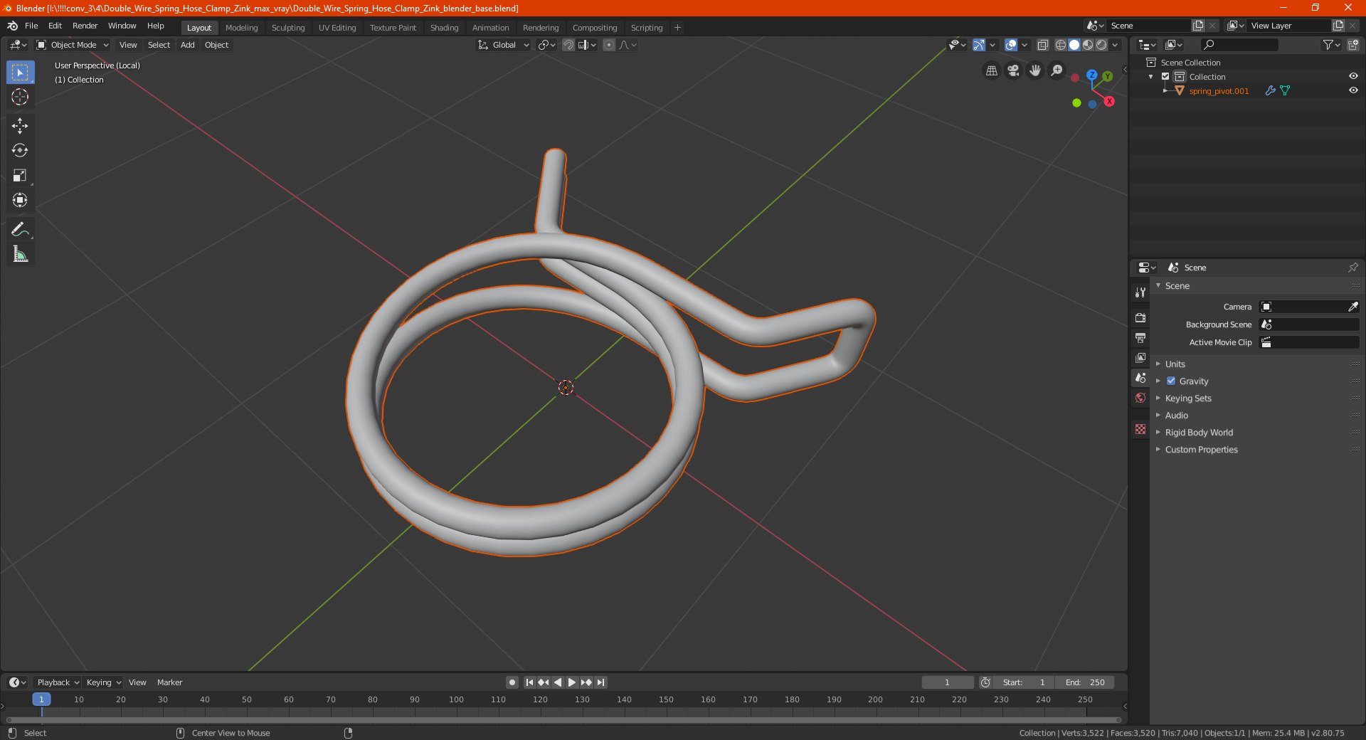Double Wire Spring Hose Clamp Zink 3D model - TurboSquid 1784773